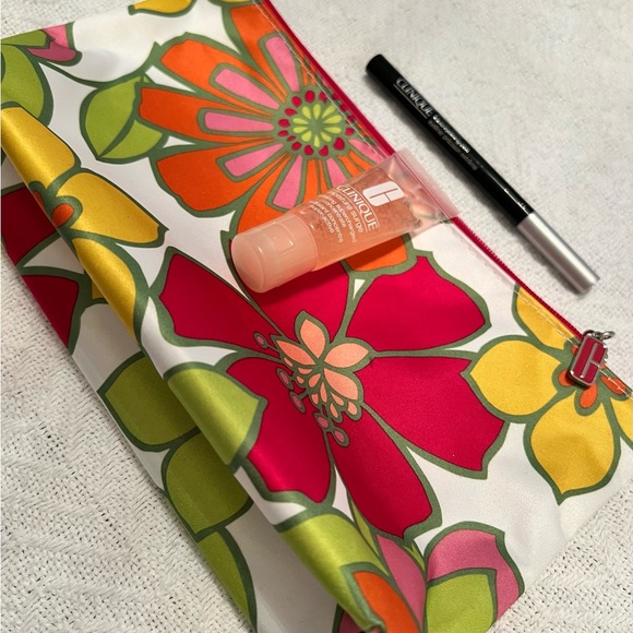 Clinique | Bags | Clinique Floral Cosmetic Bag With Eye Liner And ...